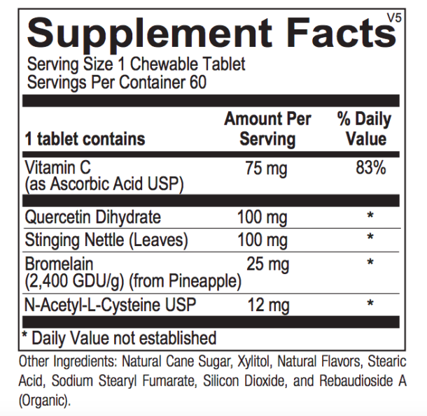 HistaCare Jr supplement facts - SOPHIA Natural Health